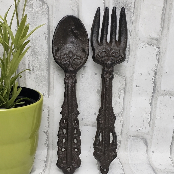 Unique Vintage | Kitchen | Weighted Cast Iron Fork And Spoon Rustic ...